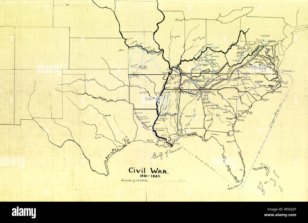 Civil war map america 1865 hi-res stock photography and images - Alamy