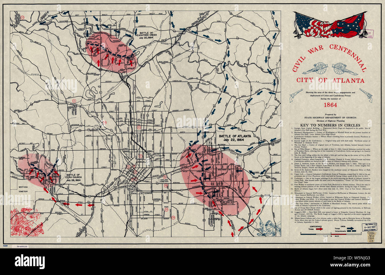 Civil War Maps 0284 Civil War Centennial city of Atlanta showing the ...