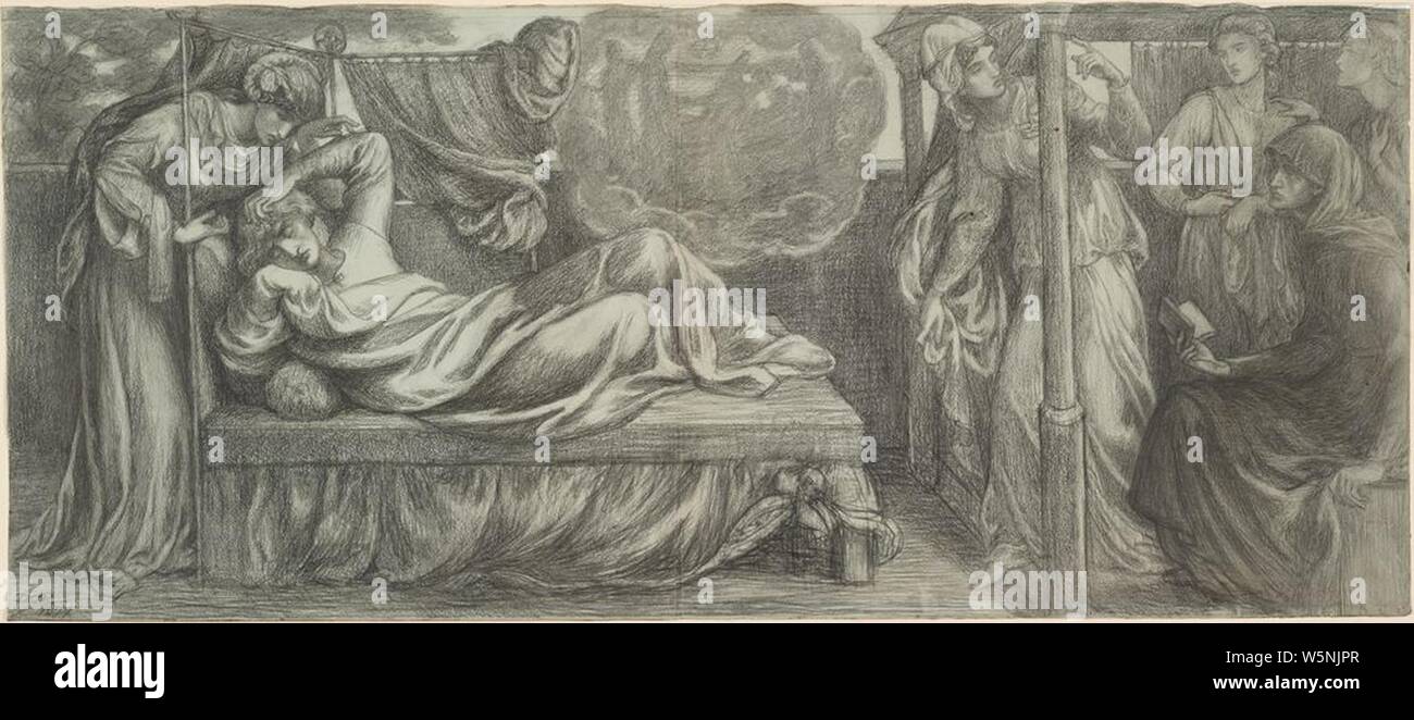 Dante Gabriel Rossetti - Dante's Dream (drawing for predella, left ...