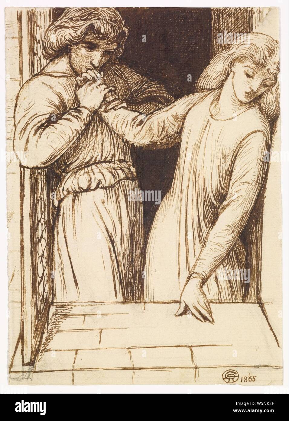 Dante Gabriel Rossetti - Hamlet and Ophelia - Compositional Study Stock ...