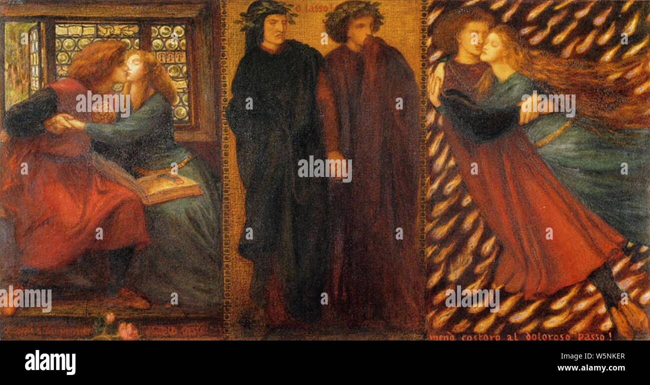 Dante Gabriel Rossetti - Paolo and Francesca da Rimini (1862 Stock ...