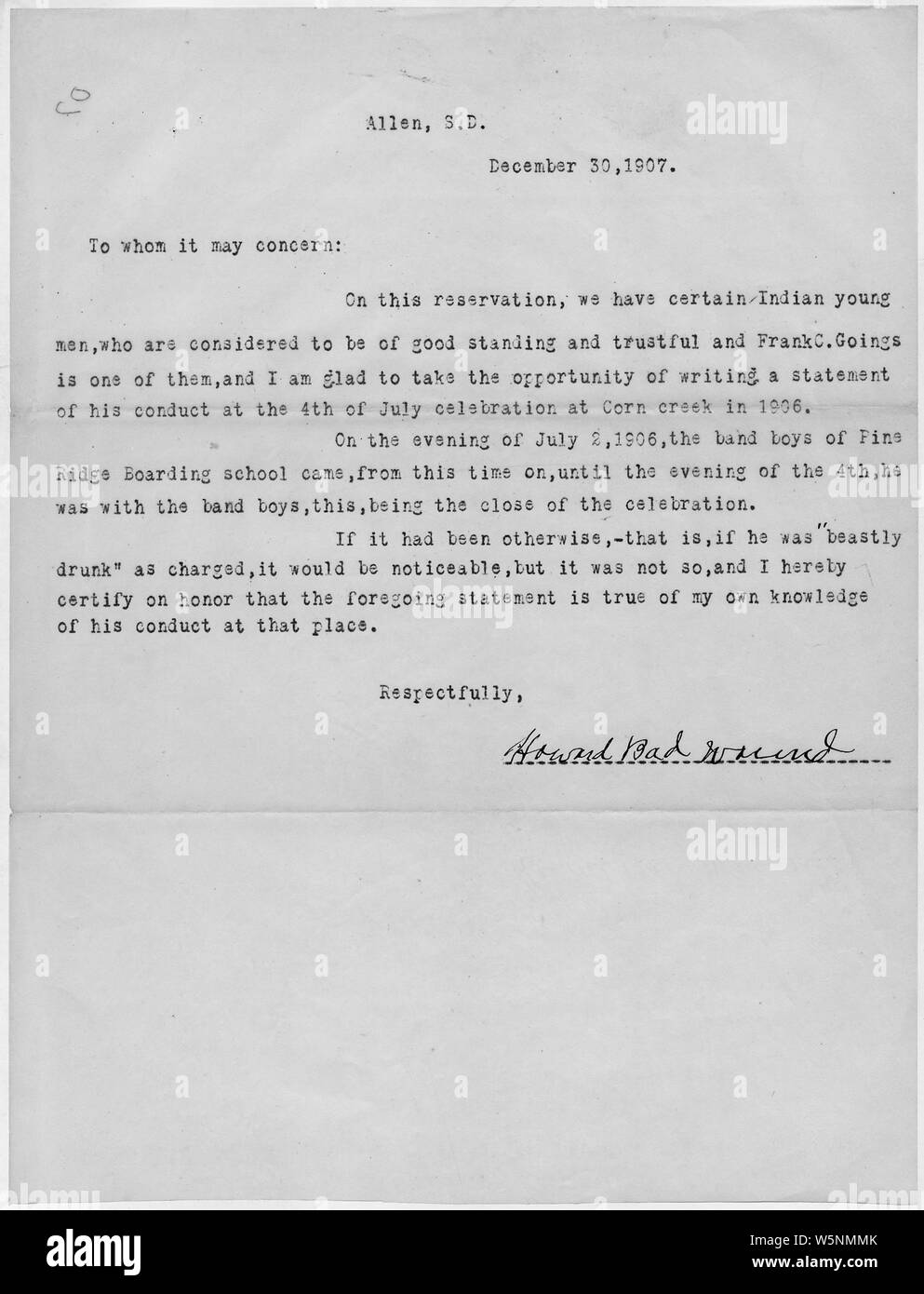 Howard Bad Wound to Whom It May Concern; Scope and content: This is ...