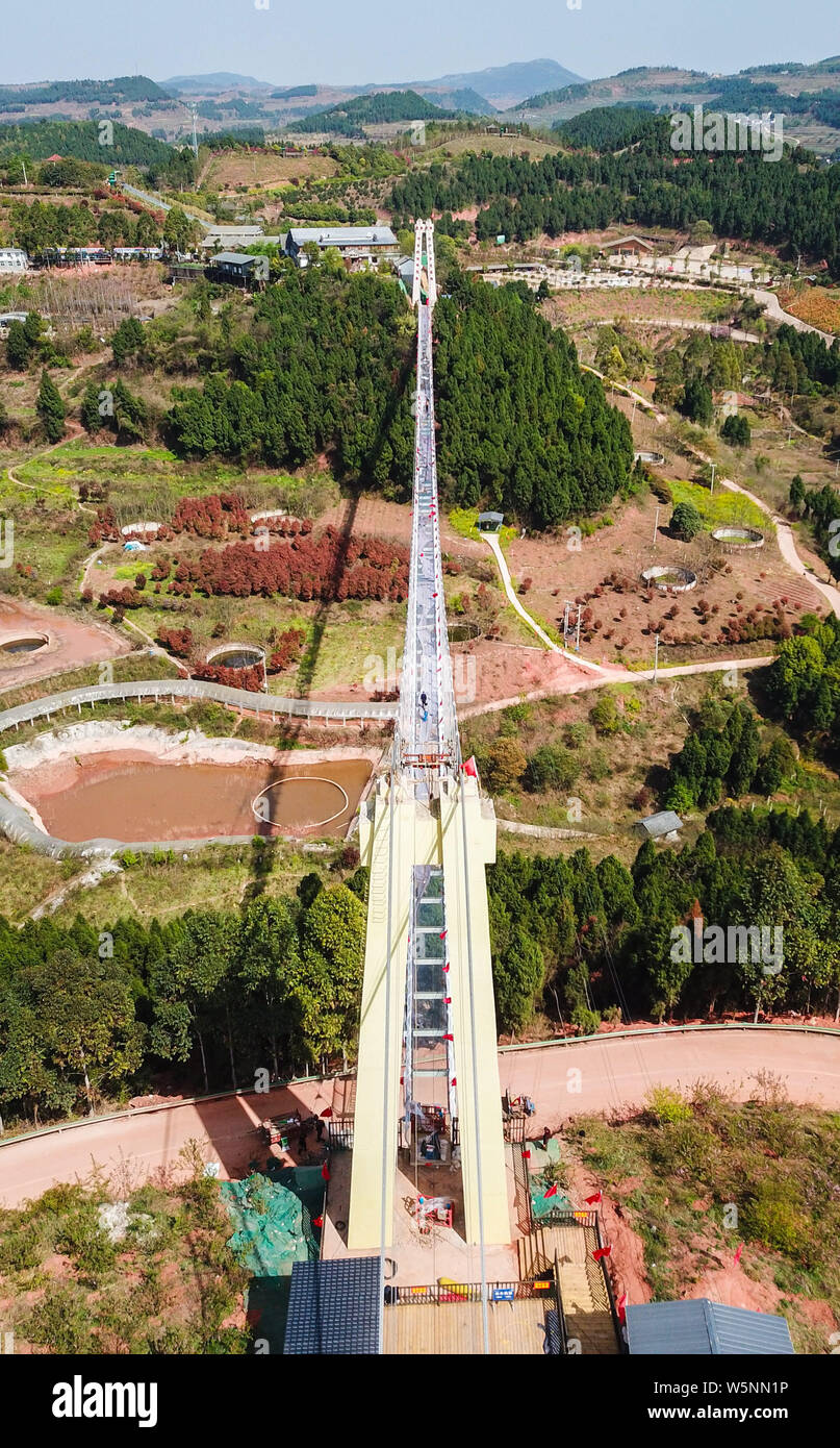 Aerial view of a new glass-bottomed bridge to open to tourists around ...
