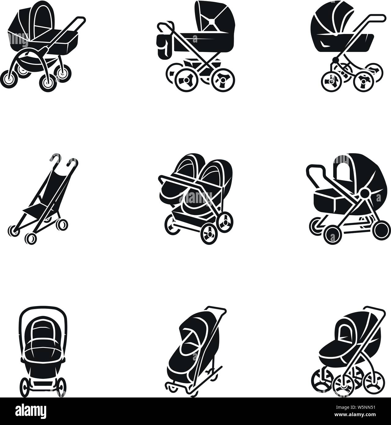 Baby pram icon set. Simple set of 9 baby pram vector icons for web ...