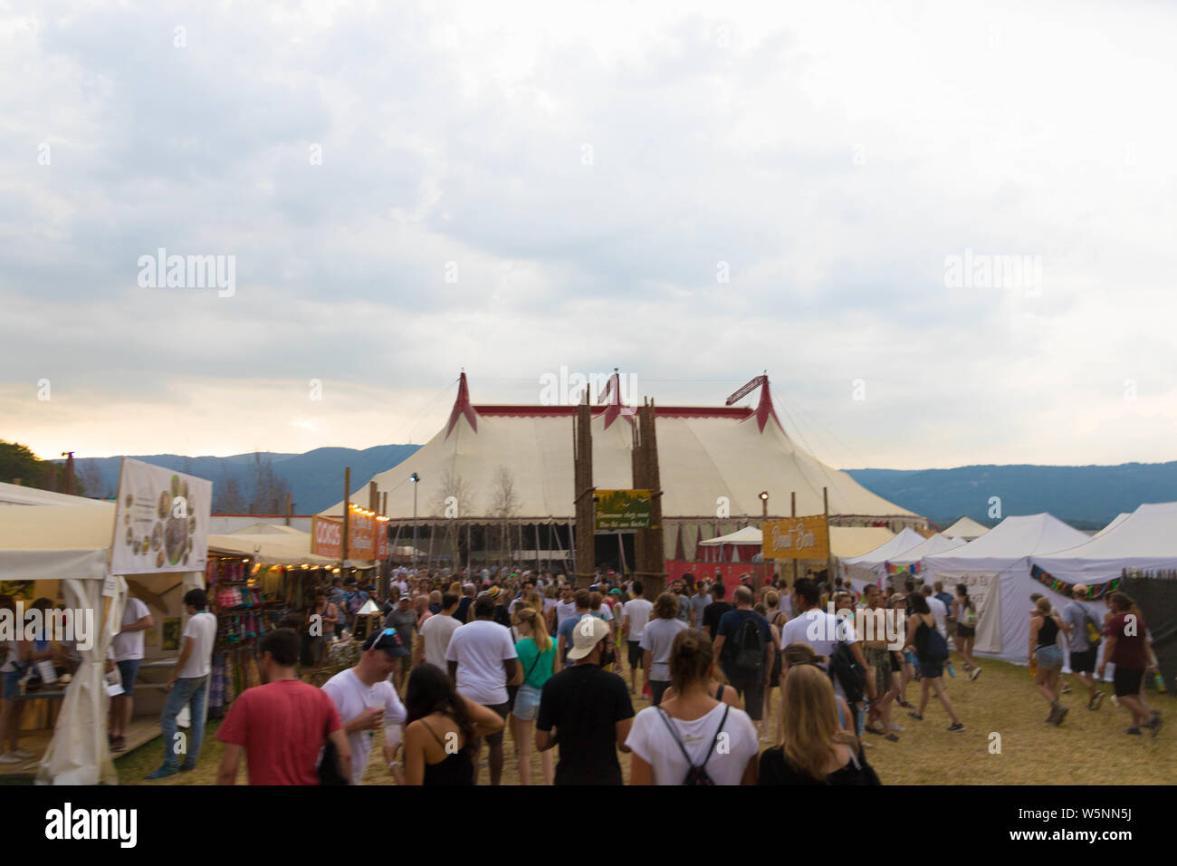 Paleo music festival during summer Nyon Switzerland Stand Stock Photo ...