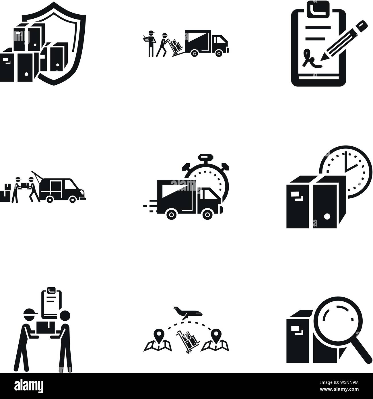 Postal delivery icon set. Simple set of 9 postal delivery vector icons ...