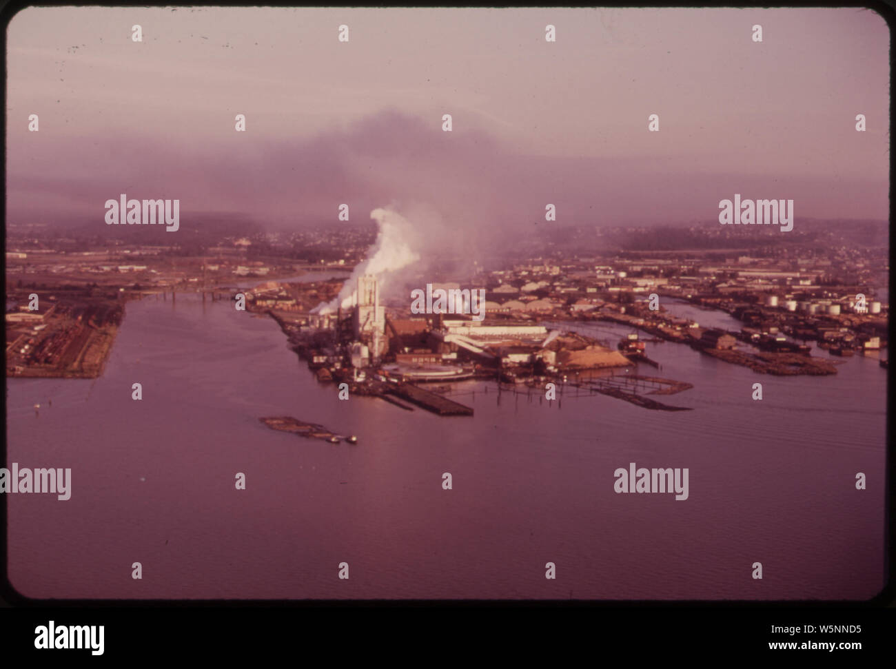 INDUSTRIAL WATERFRONT OVERLAID WITH SMOG Stock Photo - Alamy