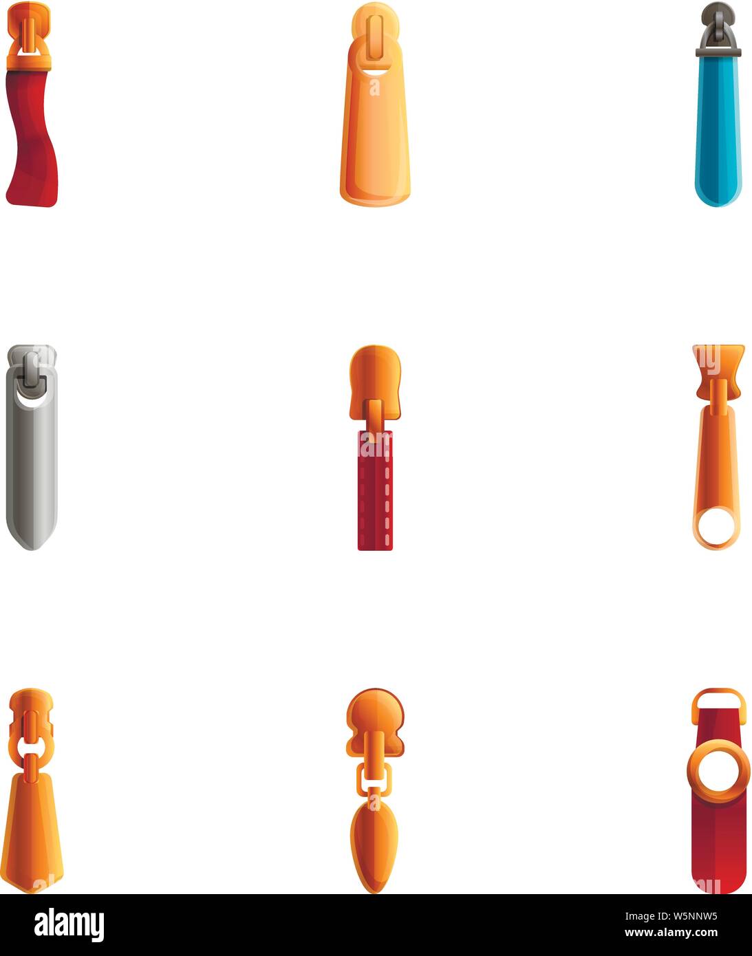 Zipper icon set. Cartoon set of 9 zipper vector icons for web design isolated on white ...