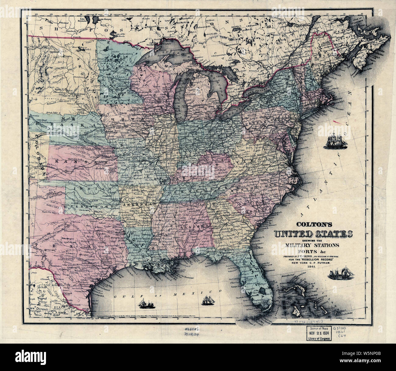 Civil War Maps 0316 Colton's United States shewing the military ...