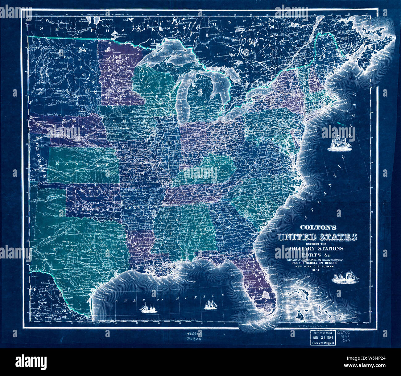 Civil War Maps 0316 Colton's United States shewing the military ...