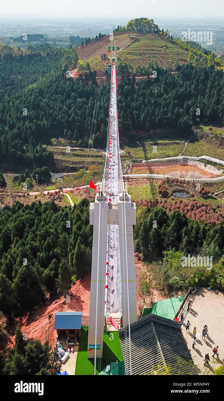Aerial view of a new glass-bottomed bridge to open to tourists around ...