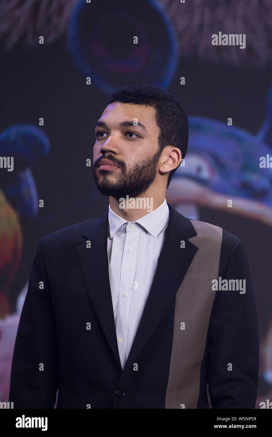 American actor Justice Smith attends a press conference for new movie ...