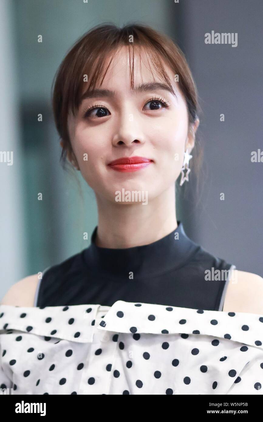 --FILE--Chinese actress Hu Bingqing arrives at the Shanghai Hongqiao ...