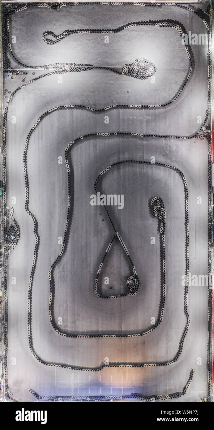 Aerial view of a Karting speedway featuring shape of intestines in ...