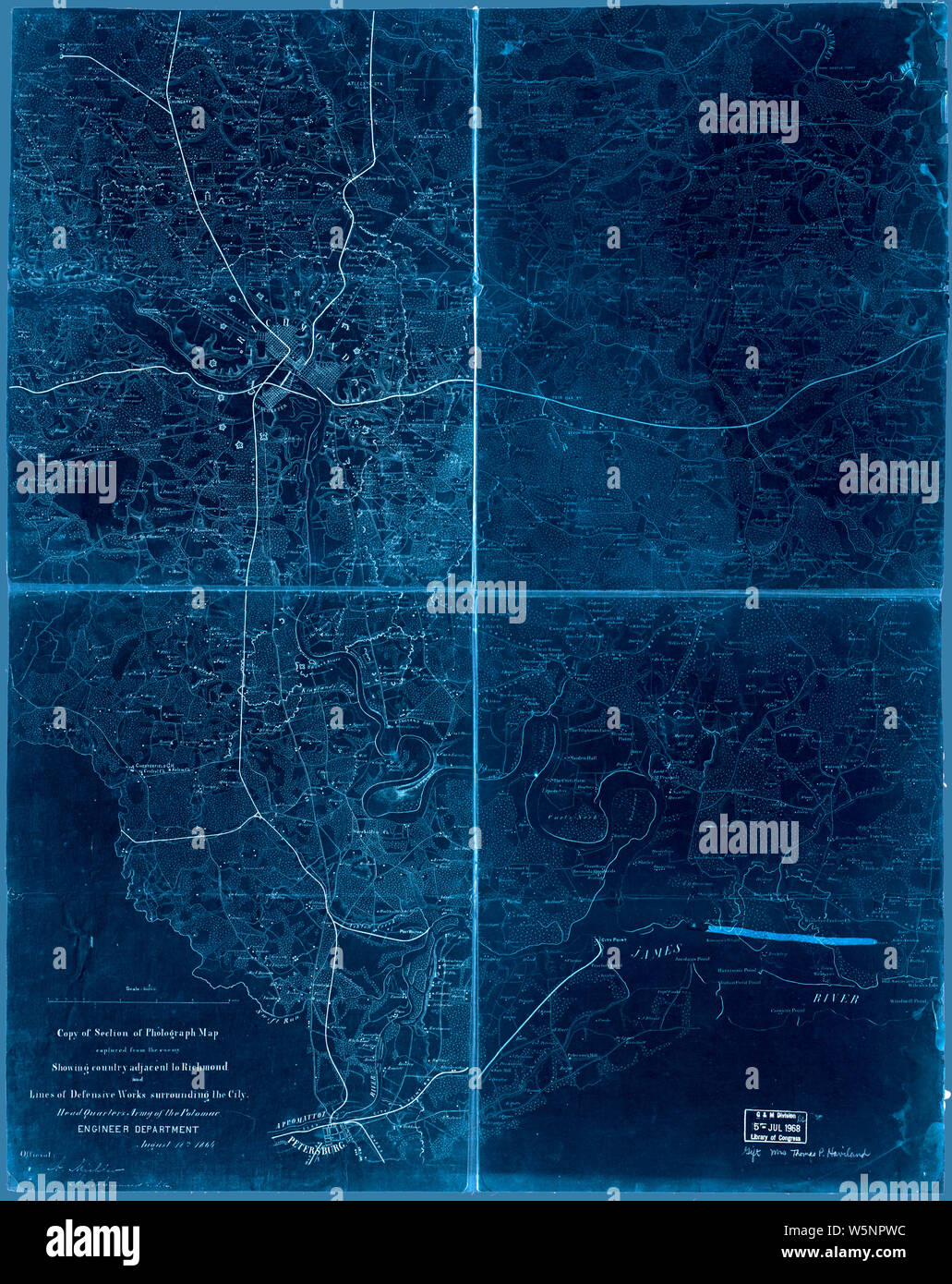 Civil War Maps 0331 Copy of section of photograph map captured from the ...