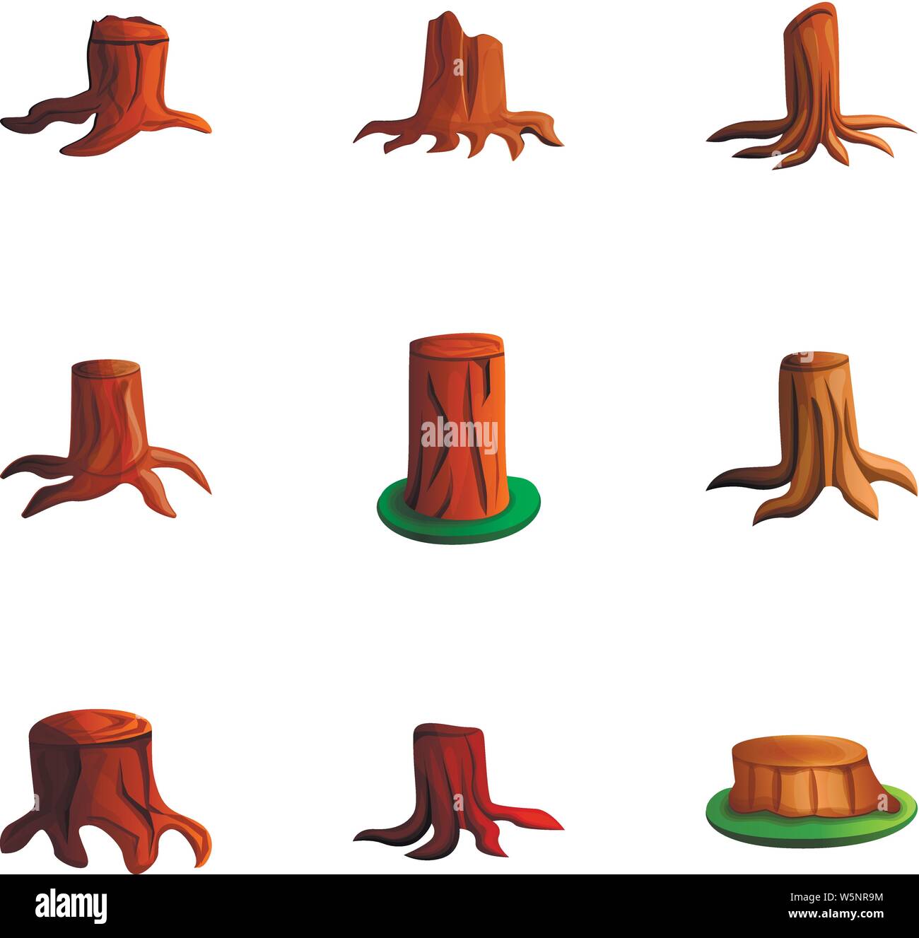Tree stump icon set. Cartoon set of 9 tree stump vector icons for web ... Tree stump icon set. Cartoon set of 9 tree stump vector icons for web ...