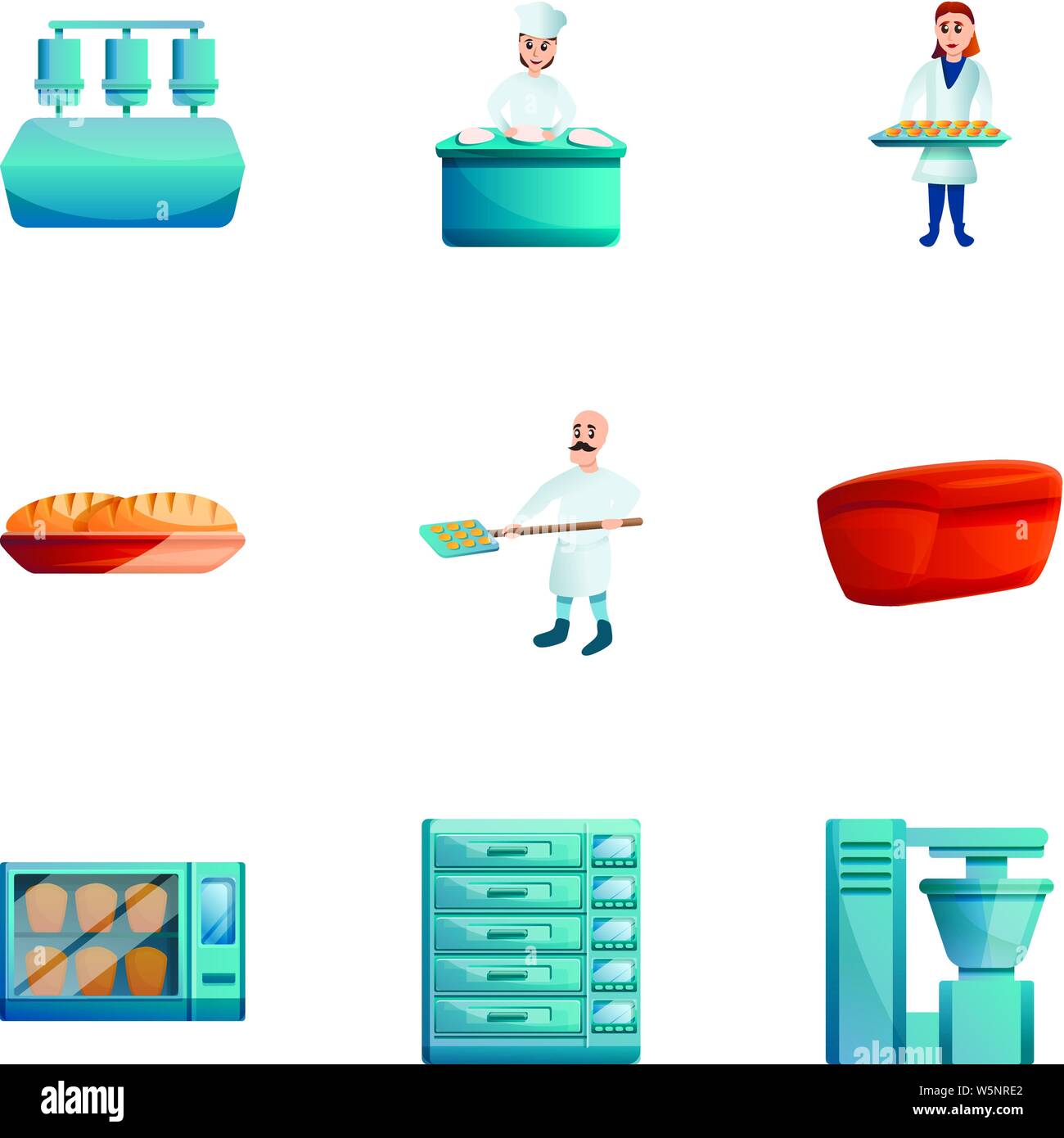 Bakery icon set. Cartoon set of 9 bakery vector icons for web design ...
