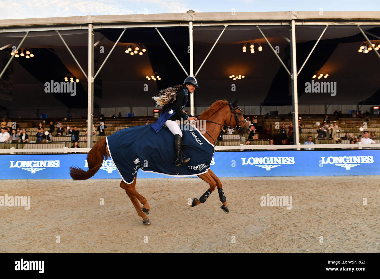 Danielle Goldstein celebrates after winning the CSI5* 1.60m Competition ...