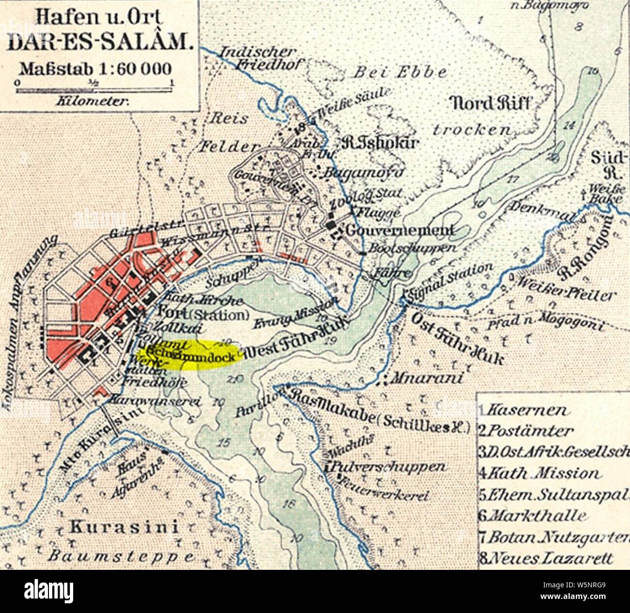 Dar-Es-Salam 1905 floating dock highlighted Stock Photo - Alamy