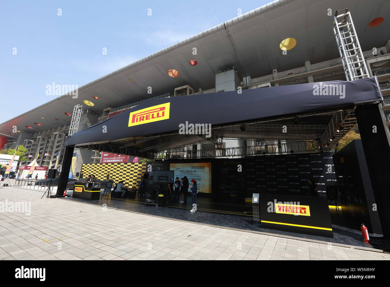 --FILE--View of the stand of Italian tire maker Pirelli during the ...