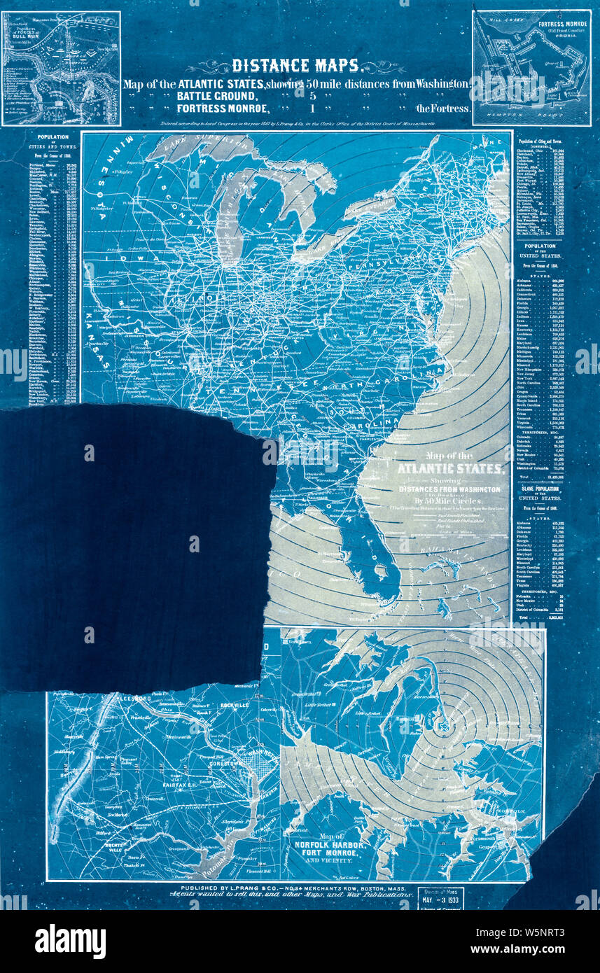 Civil War Maps 0345 Distance maps Map of the Atlantic states showing 50 ...