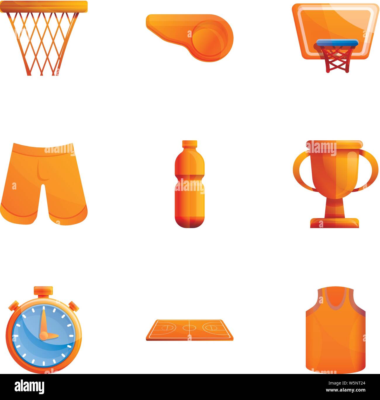 Basketball icon set. Cartoon set of 9 basketball vector icons for web ...