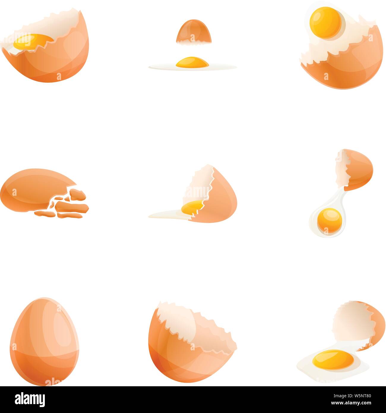Eggshell icon set. Cartoon set of 9 eggshell vector icons for web ...