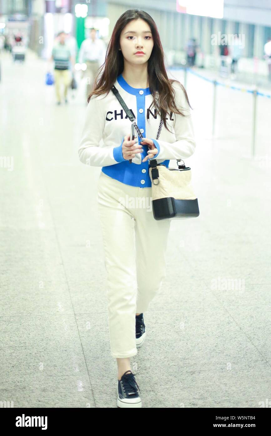 Chinese actress Jelly Lin or Lin Yun arrives at the Beijing Capital ...