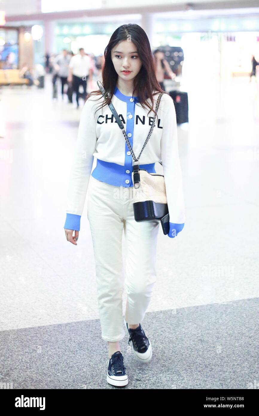 Chinese actress Jelly Lin or Lin Yun arrives at the Beijing Capital ...