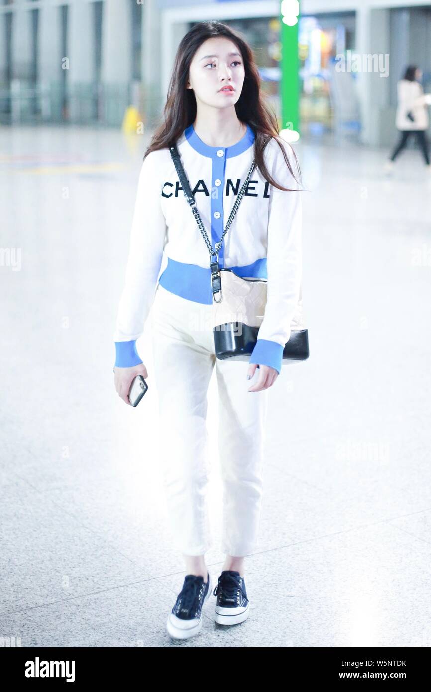 Chinese actress Jelly Lin or Lin Yun arrives at the Beijing Capital ...