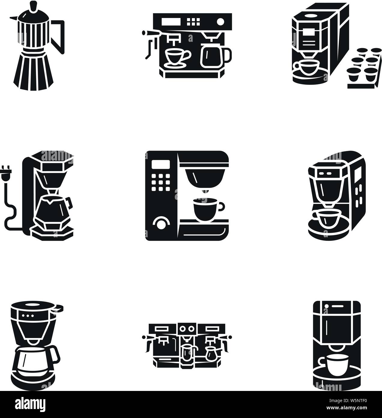 Home coffee machine icon set. Simple set of 9 home coffee machine ...