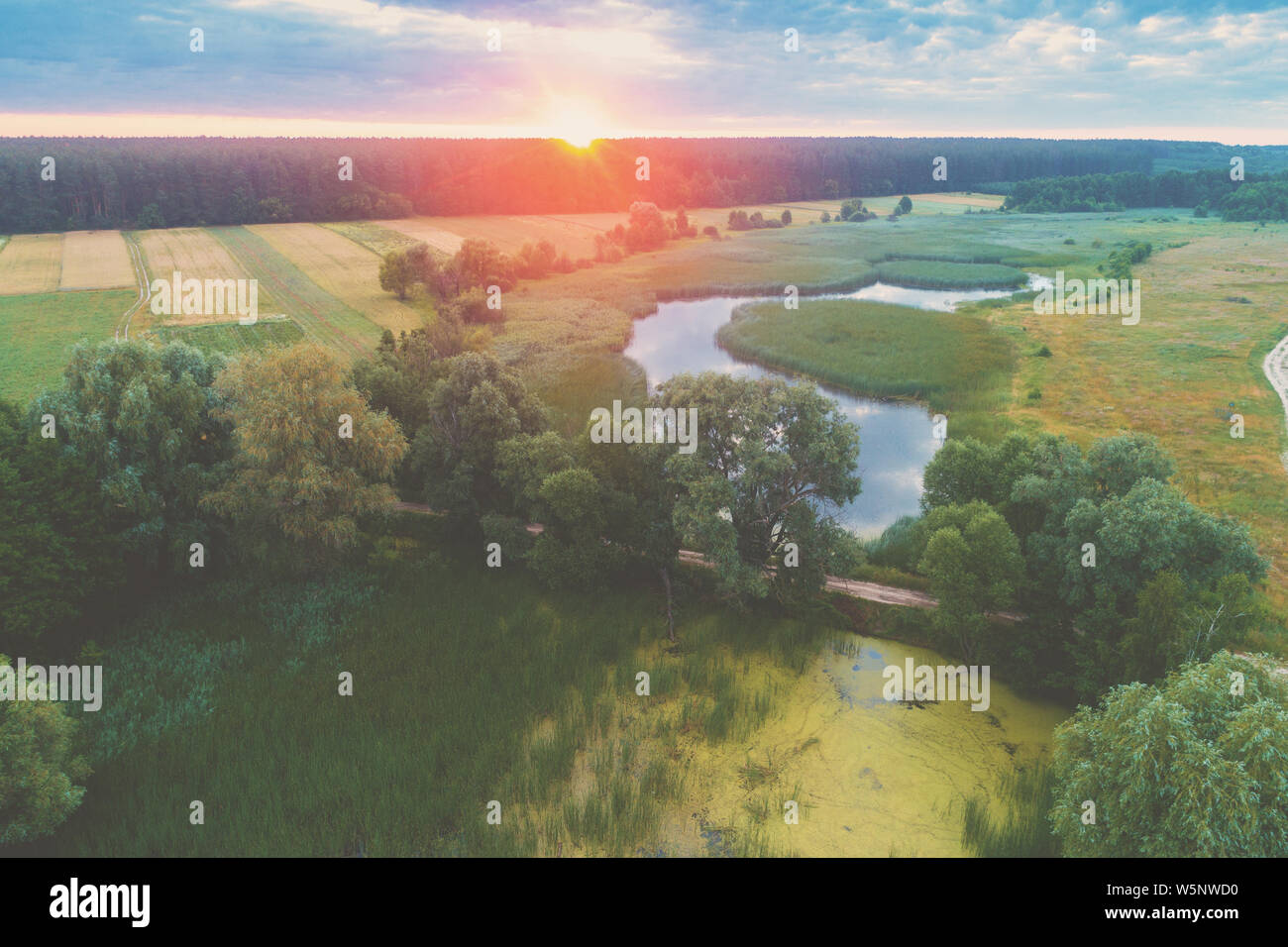 Magical sunset over countryside hi-res stock photography and images - Alamy