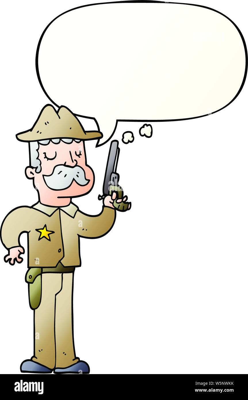 cartoon sheriff with speech bubble in smooth gradient style Stock ...