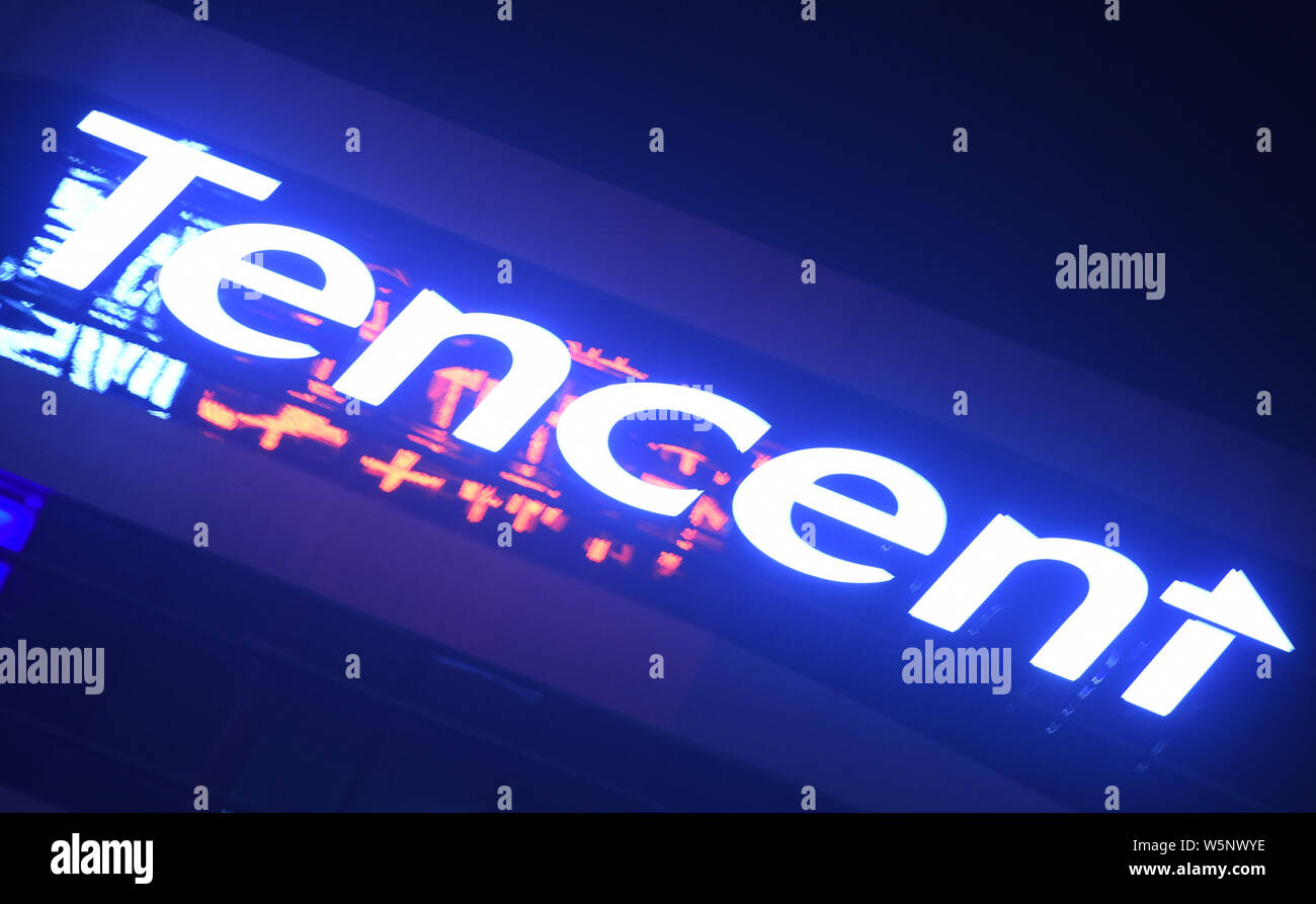 --FILE--A logo of Tencent is pictured at the rooftop of a building in ...