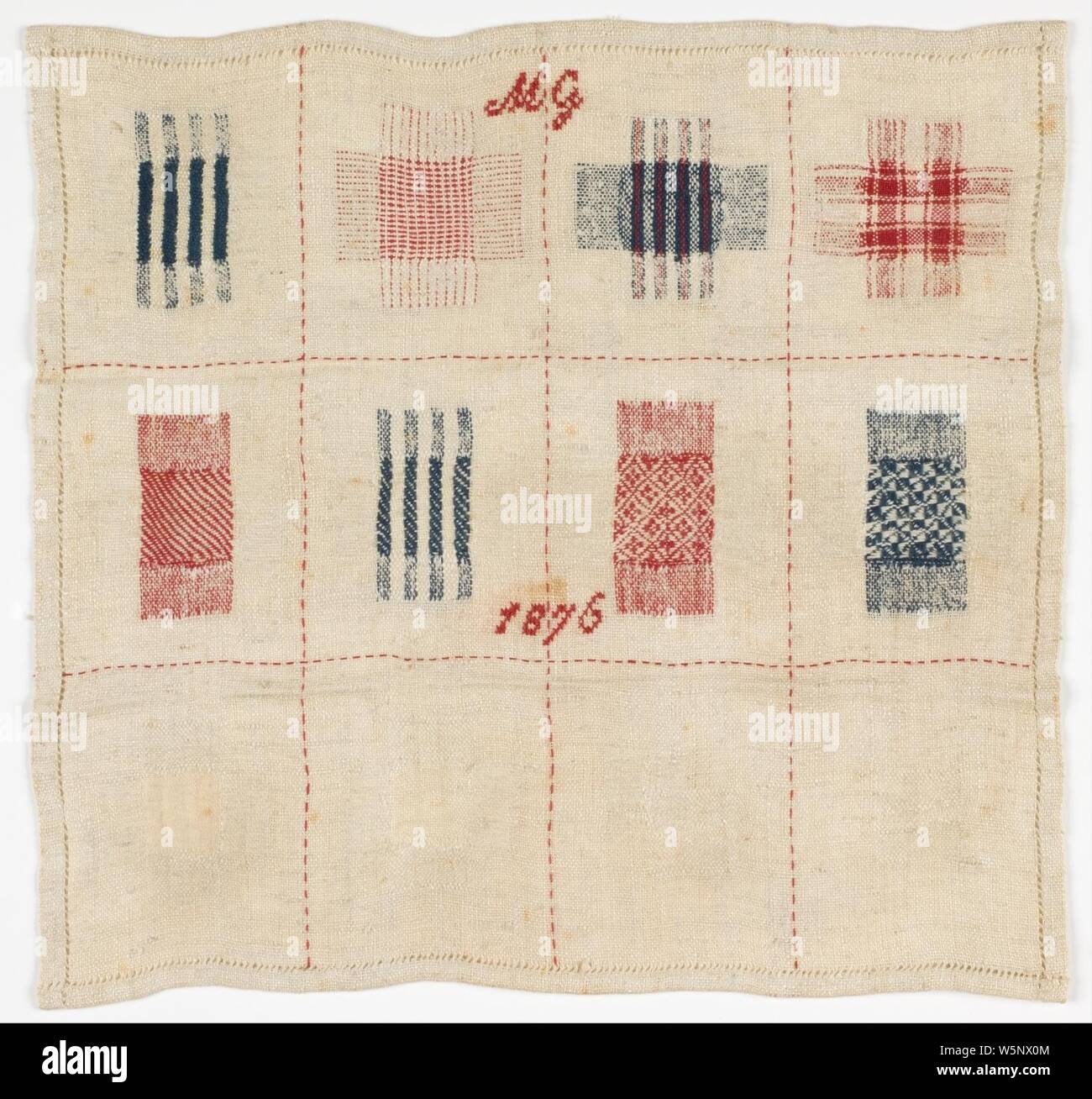 Darning sampler of 1876 (inscribed MG Stock Photo - Alamy