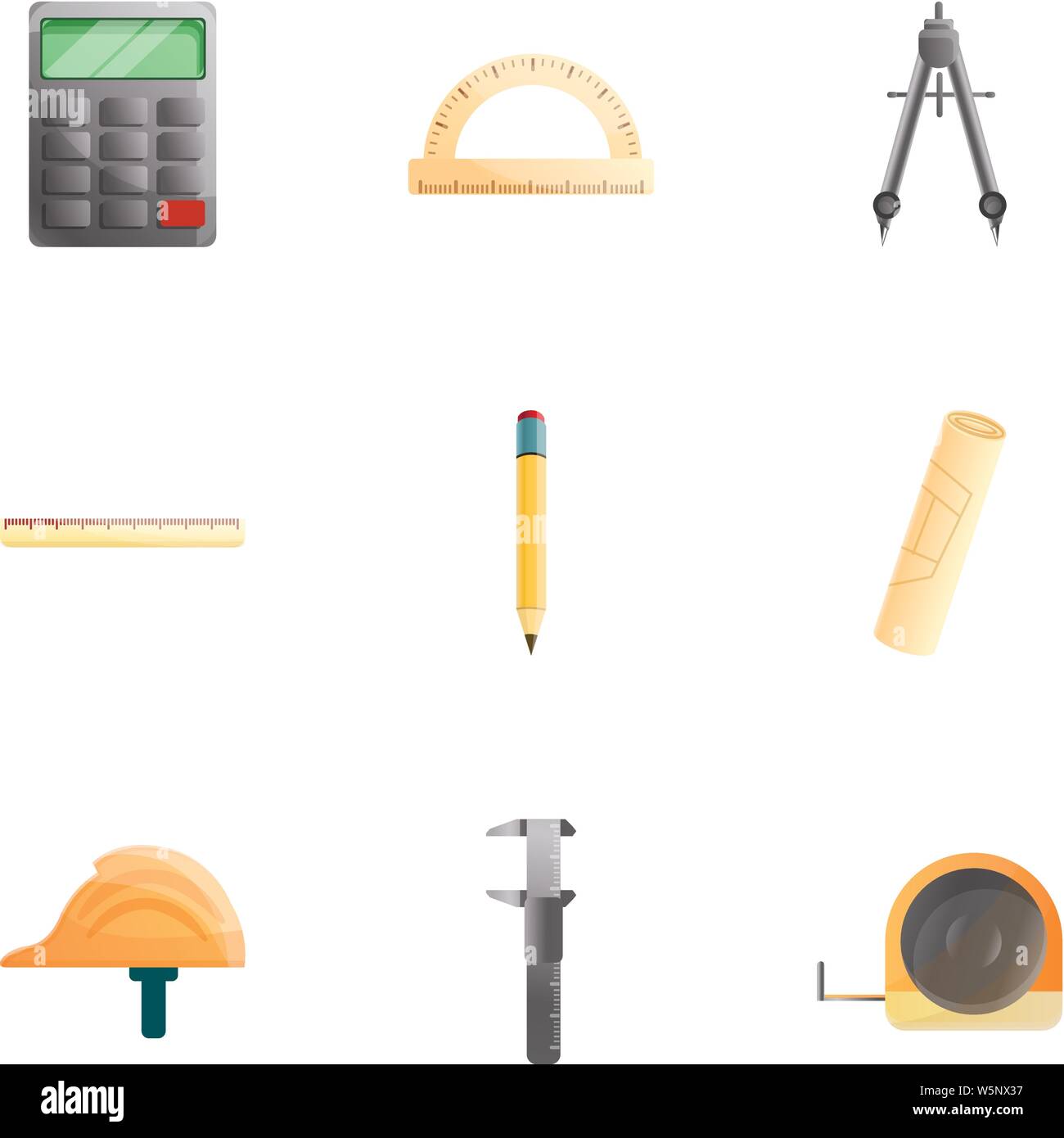 Engineer tools icon set. Cartoon set of 9 engineer tools vector icons ...