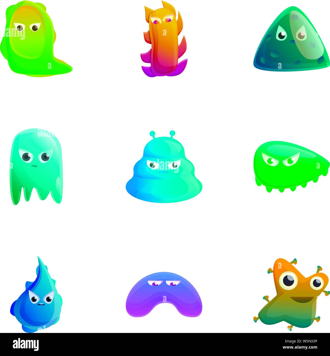 Monster icon set. Cartoon set of 9 monster vector icons for web design ...