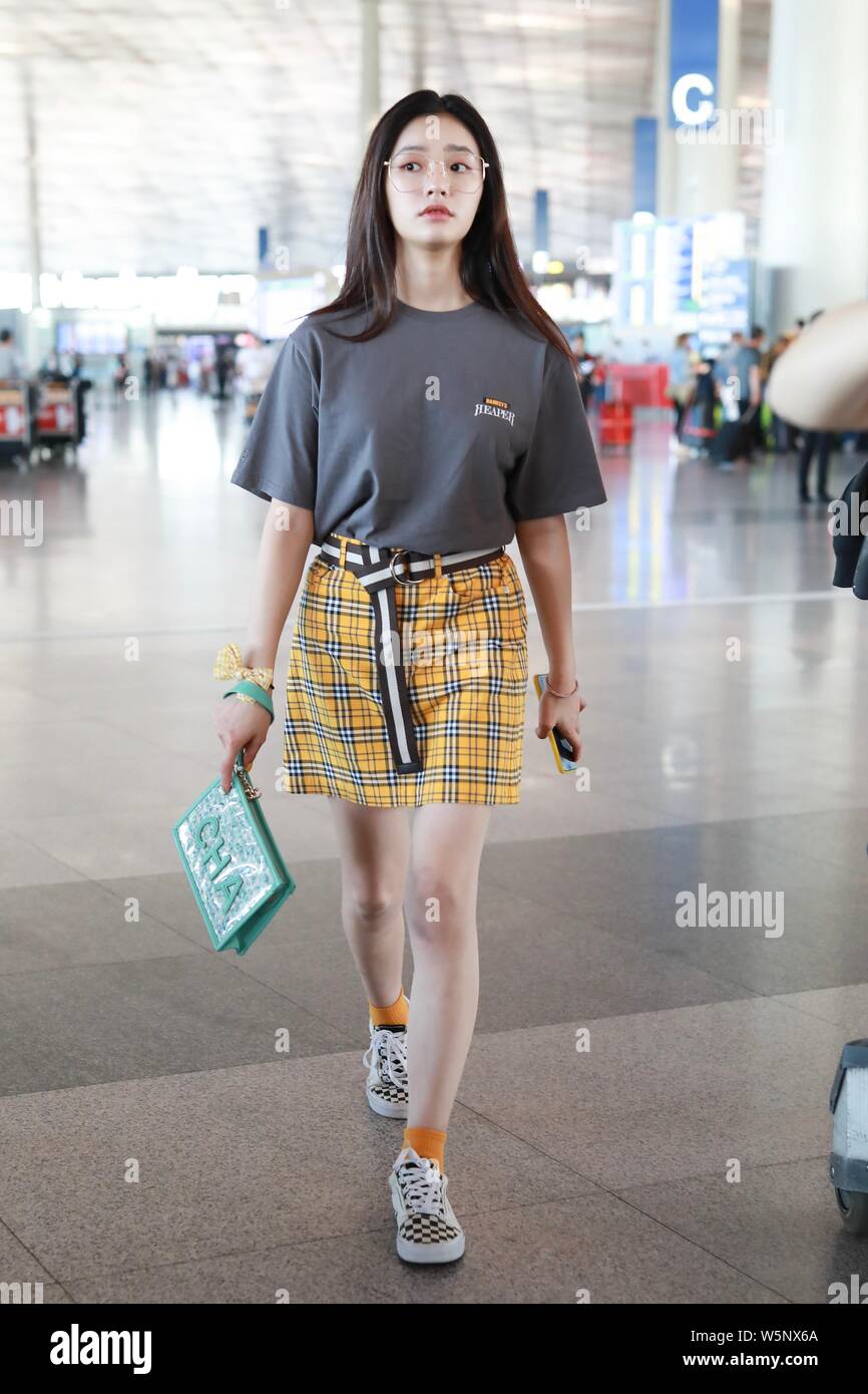 Chinese actress Jelly Lin or Lin Yun arrives at the Beijing Capital ...