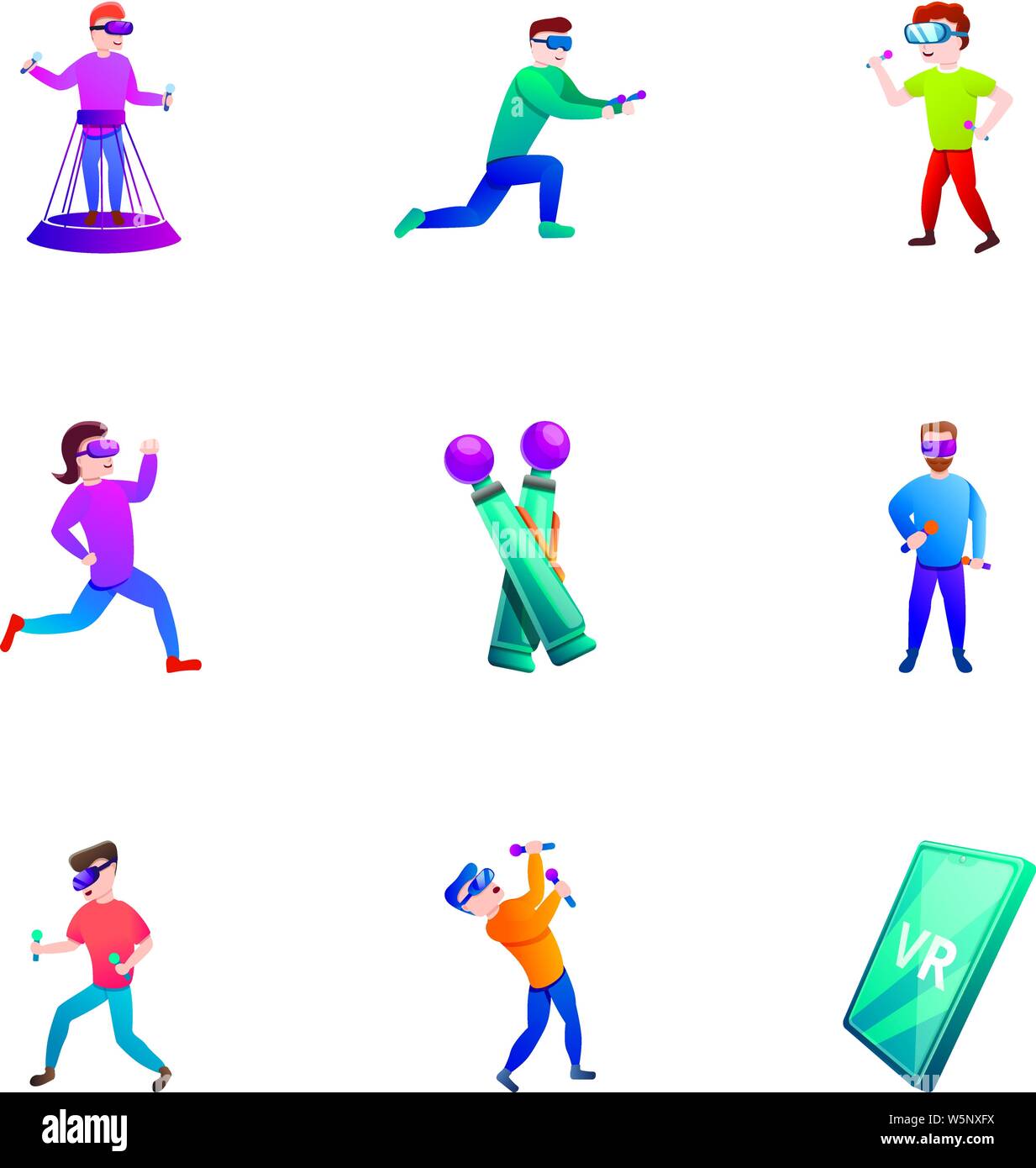 Virtual reality icon set. Cartoon set of 9 virtual reality vector icons ...