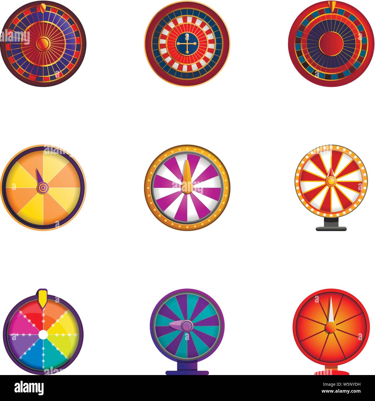 Fortune wheel icon set. Cartoon set of 9 fortune wheel vector icons for ...