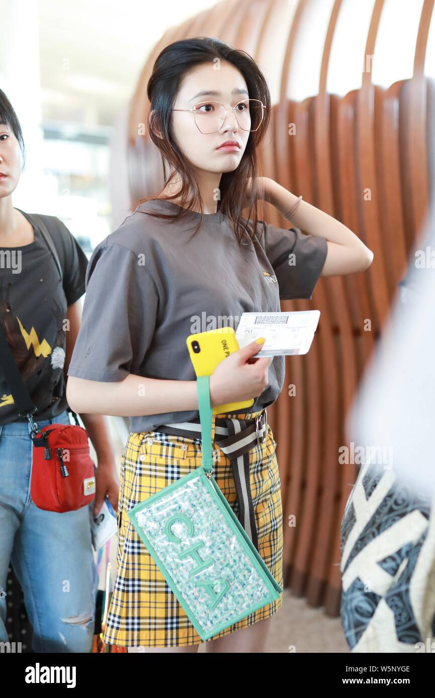 Chinese actress Jelly Lin or Lin Yun arrives at the Beijing Capital ...