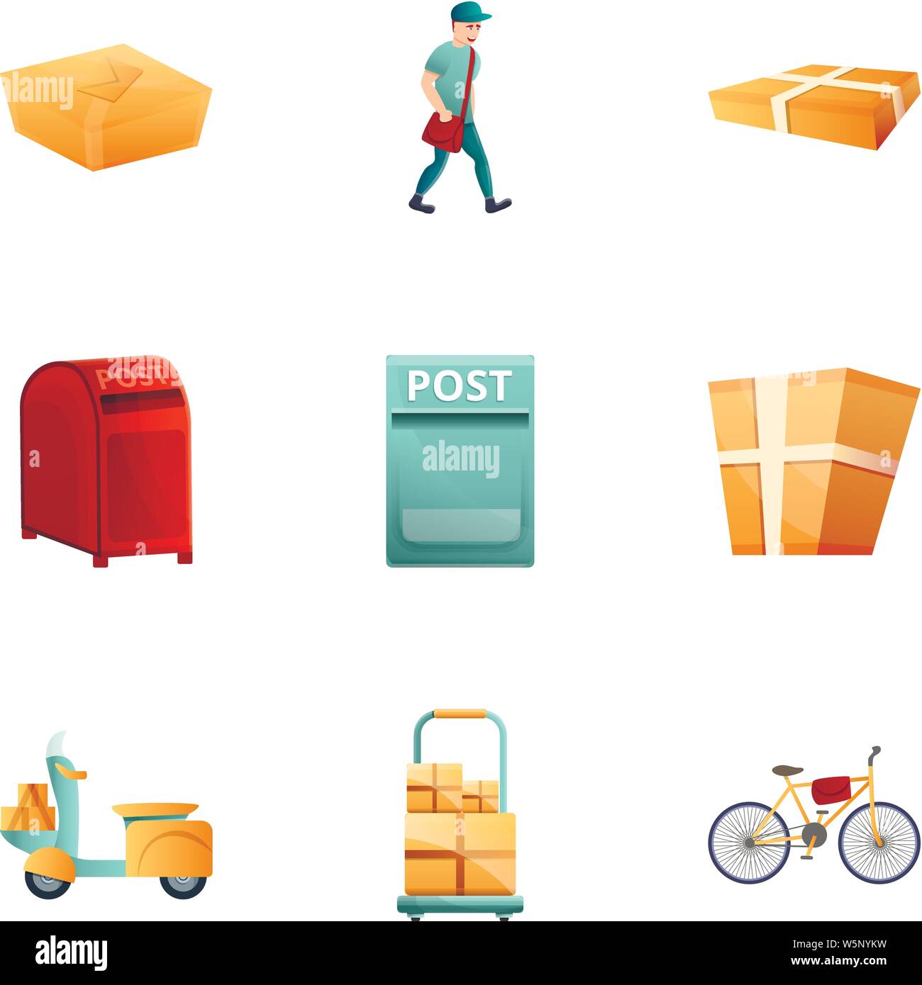 Post icon set. Cartoon set of 9 post vector icons for web design ...