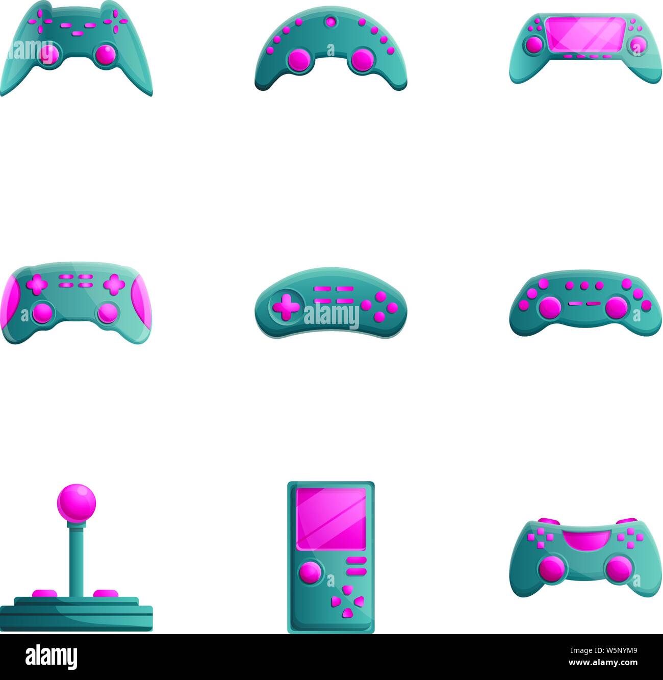 Joystick icon set. Cartoon set of 9 joystick vector icons for web ...