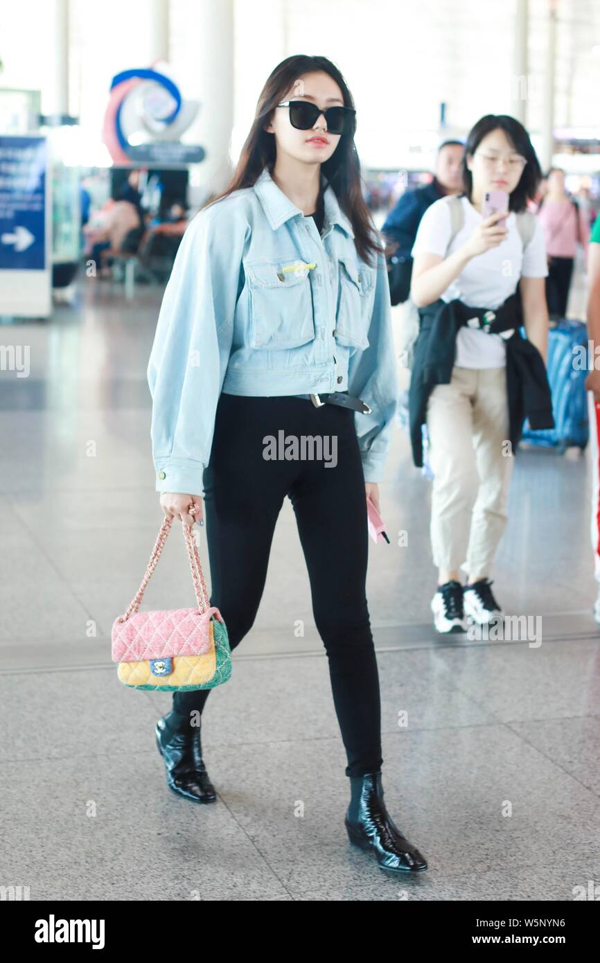 Chinese actress Jelly Lin or Lin Yun arrives at the Beijing Capital ...