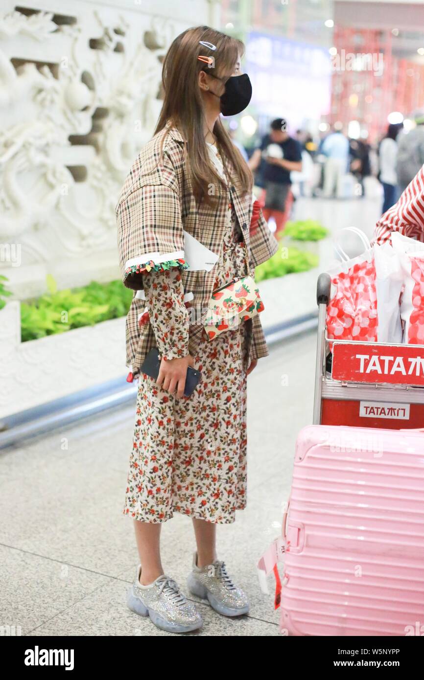 Yang Chaoyue of Chinese teen idol group Rocket Girls 101 arrives at the ...
