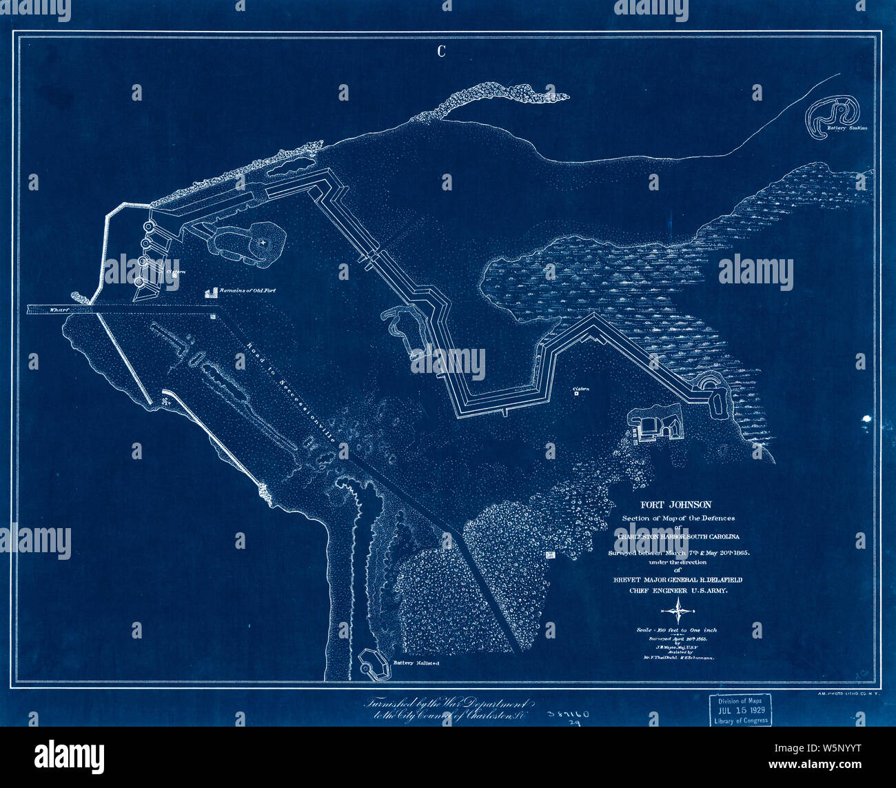 Civil War Maps 0385 Fort Johnson section of map of the defences of ...