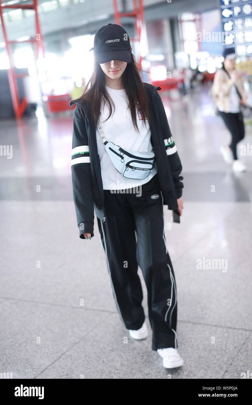 Chinese actress Jelly Lin or Lin Yun arrives at the Beijing Capital ...