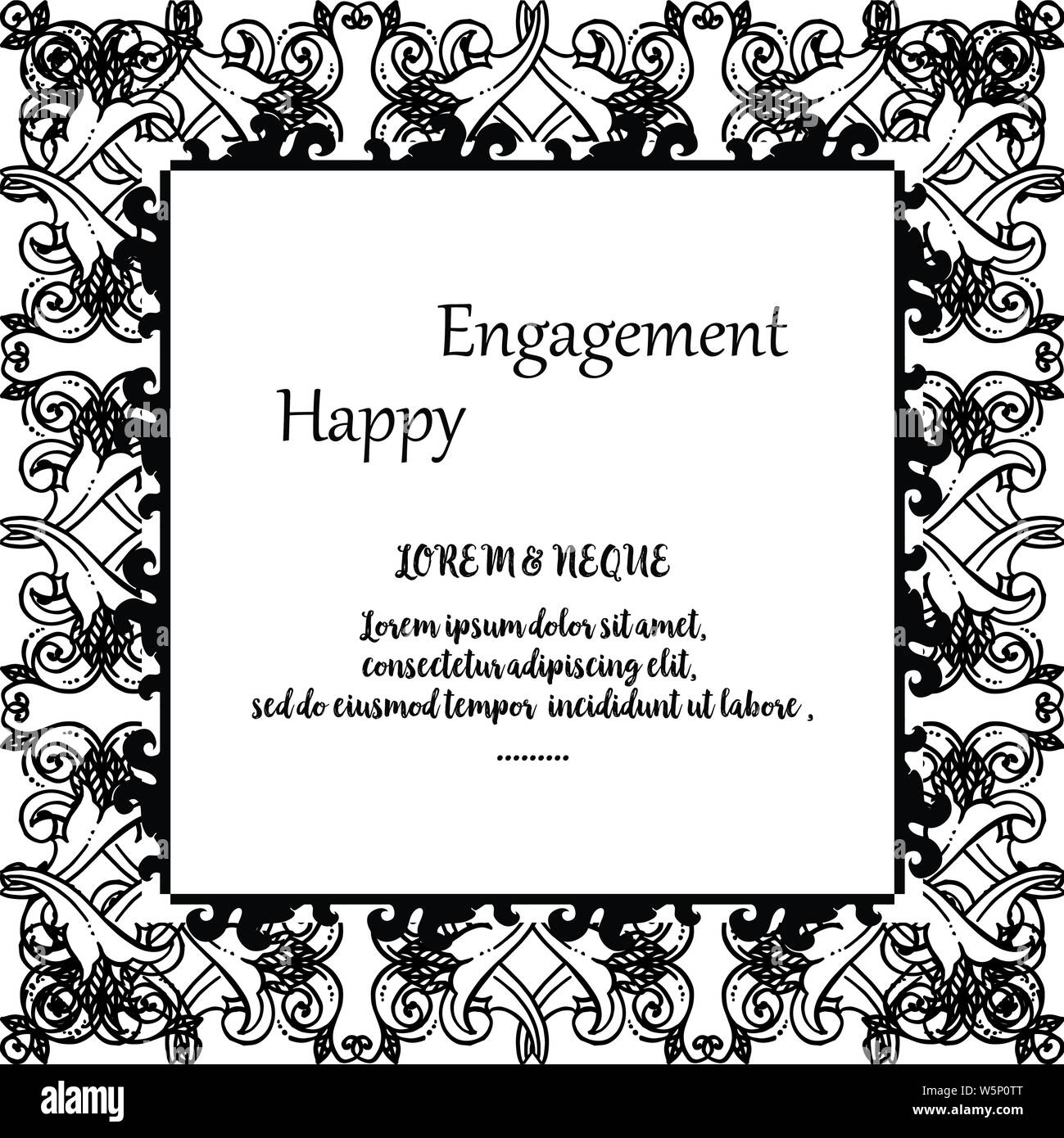 Design flower frame, wallpaper of card happy engagement. Vector ...