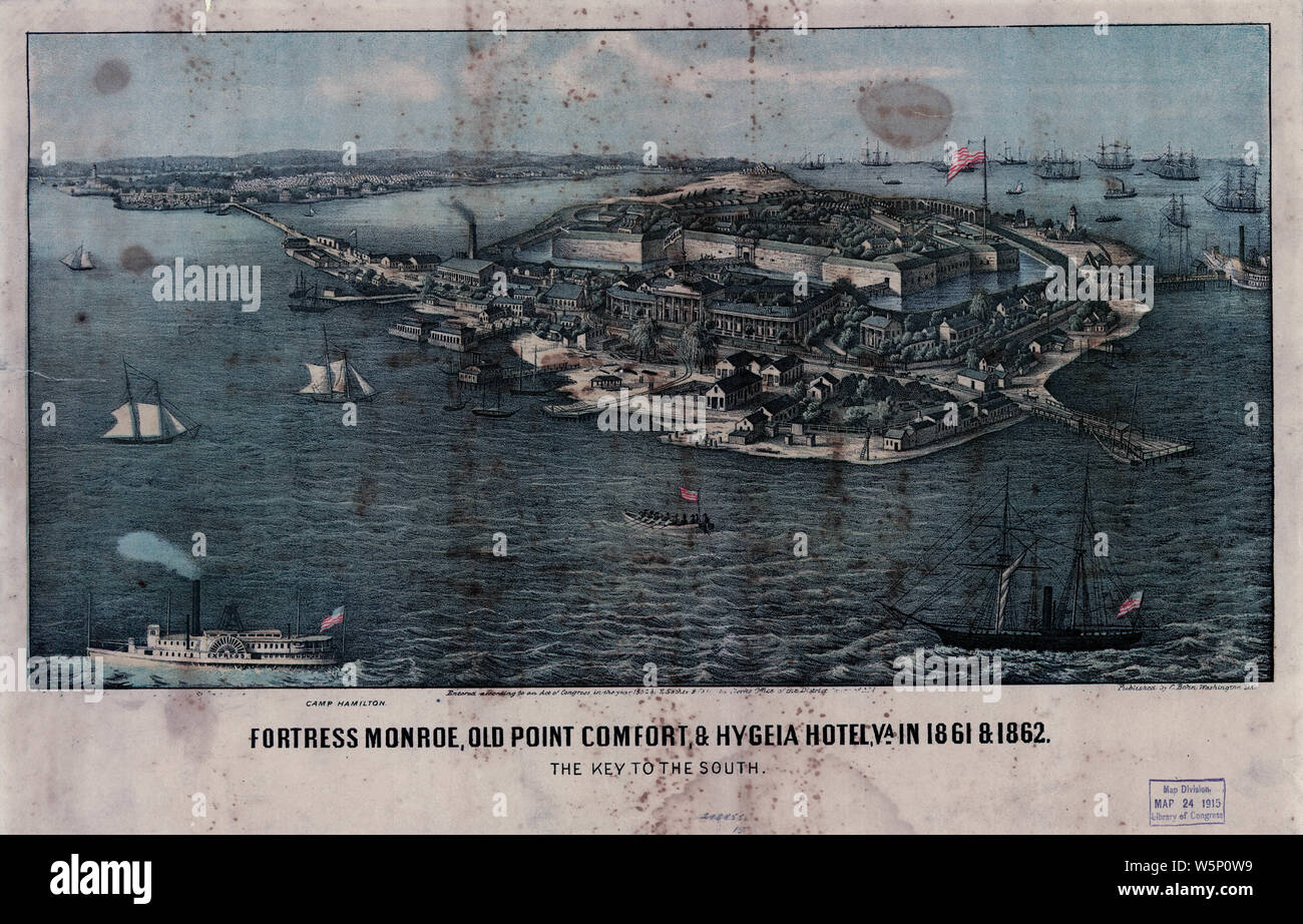 Civil War Maps 0400 Fortress Monroe Old Point Comfort Hygeia Hotel Va ...