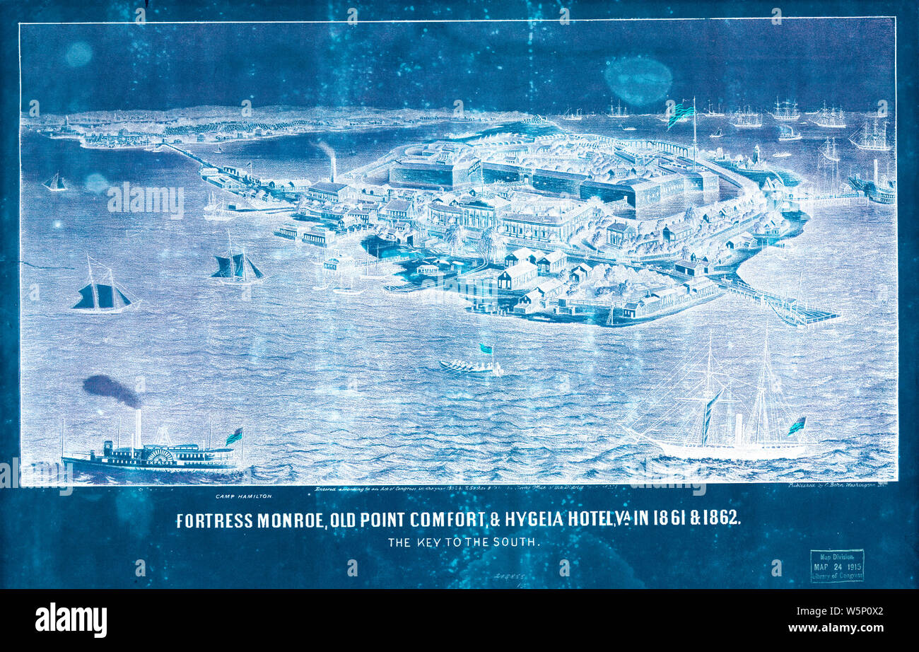 Civil War Maps 0400 Fortress Monroe Old Point Comfort Hygeia Hotel Va ...